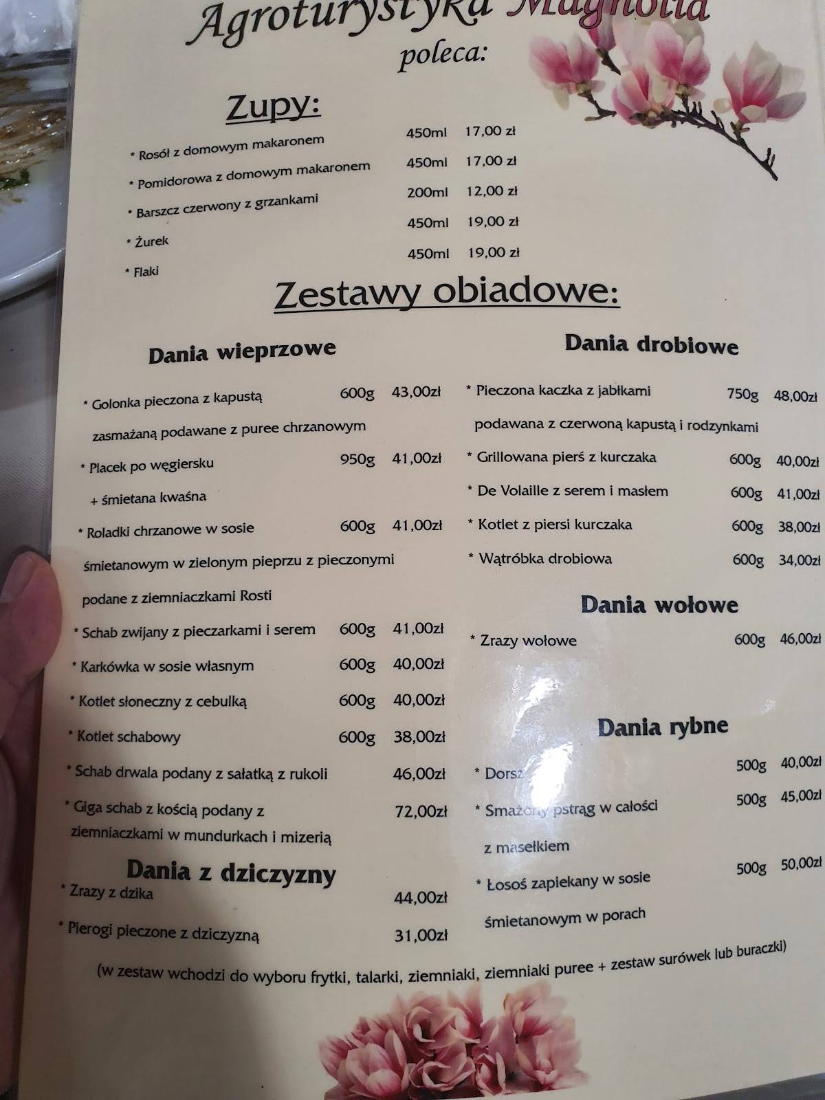 Menu at Restauracja Magnolia restaurant, Zgorzelec