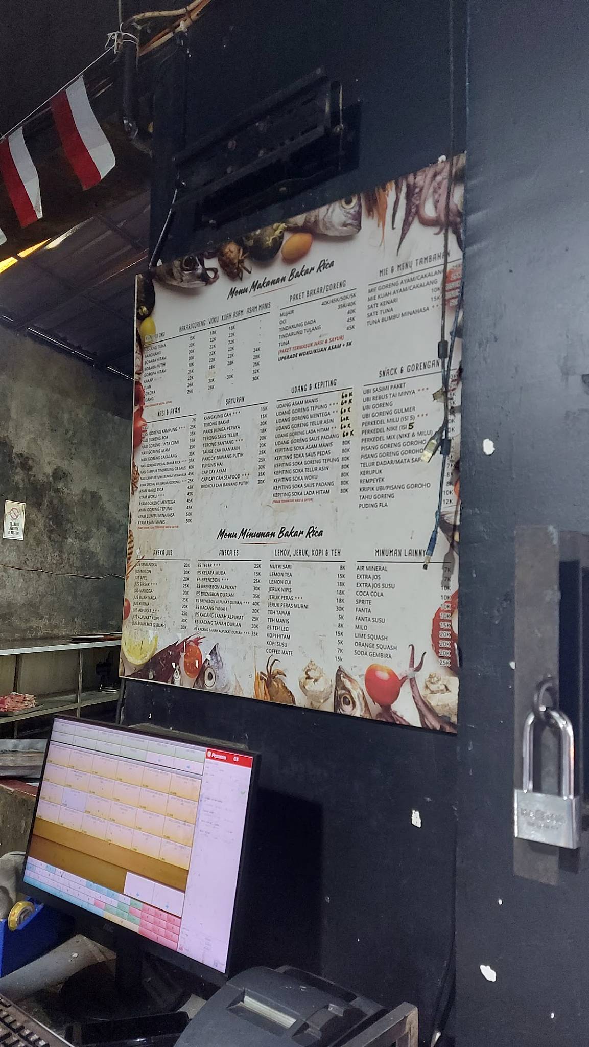 Menu at RM BAKAR RICA restaurant, Manado, Jl. Balaikota