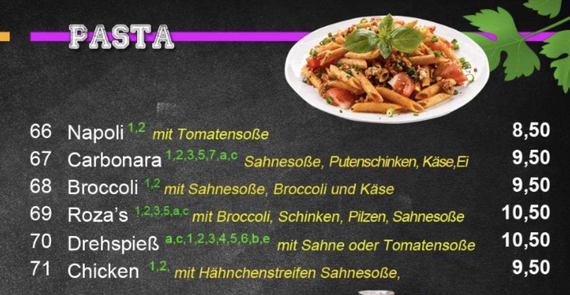 Speisekarte von ROZA IMBISS, Haßfurt
