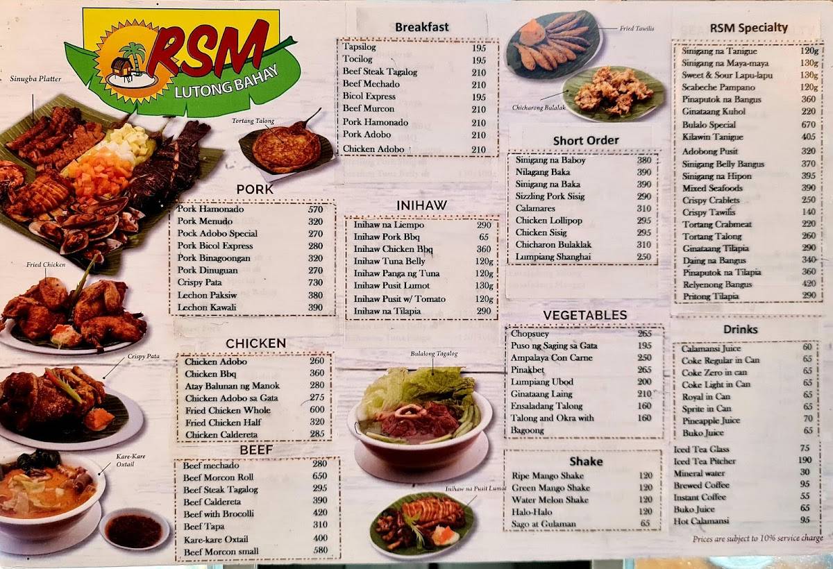 Carta del restaurante RSM Lutong Bahay, Calamba, 54VV+XC3