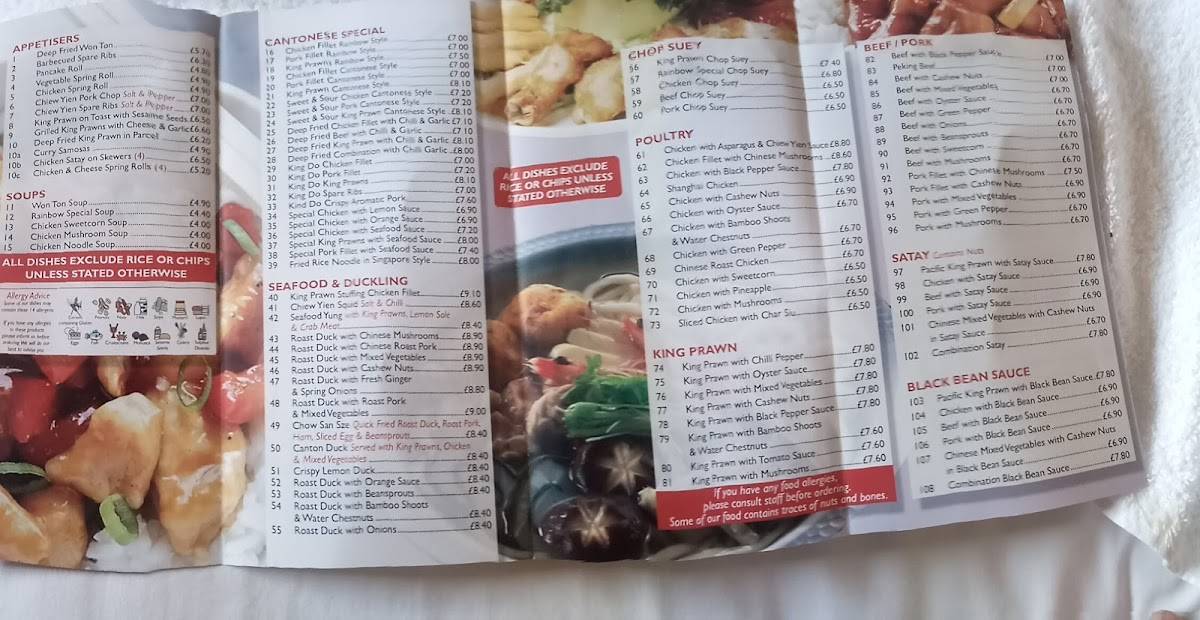 Menu at Rainbow Chinese takeaway restaurant, Newton Stewart