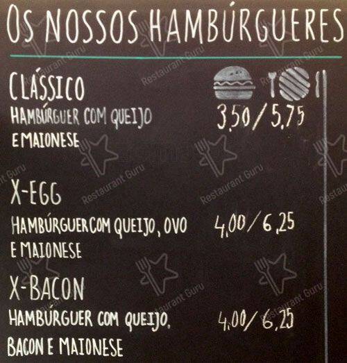 Menu at Raio Laser fast food, Lisbon, Rua Pinto Ferreira