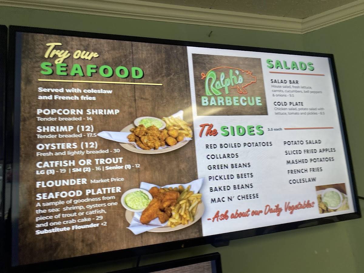 Menu at Ralph's Barbecue, Weldon