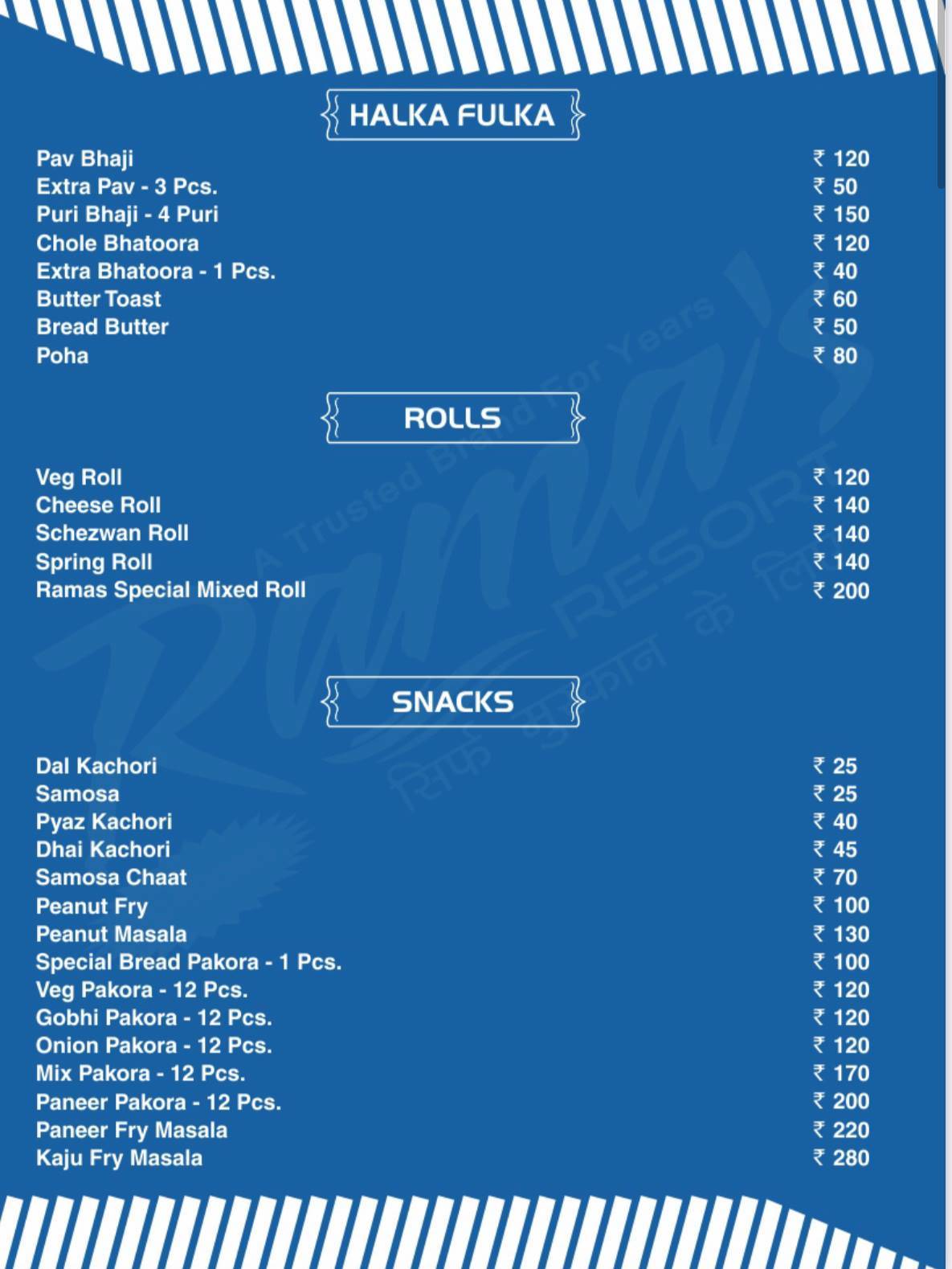 Menu at Rama's Resort - Best Luxury Resorts In Jaipur, Gunsi, NH -52 ...