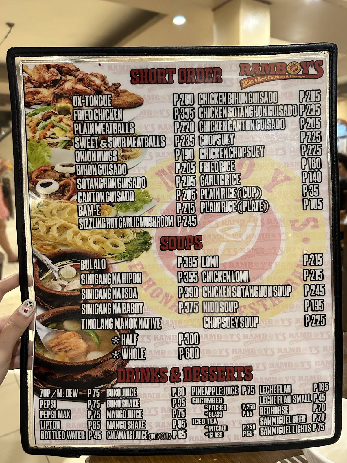 Menu at Ramboy's restaurant, Iloilo City, MGWV+MW3