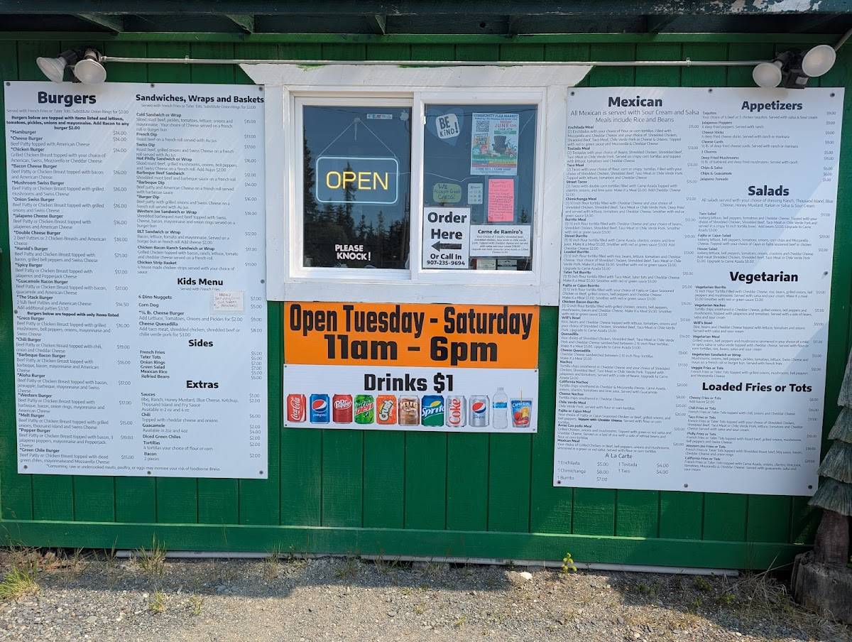 Menu at Ramiro's restaurant, Anchor Point, Sterling Hwy