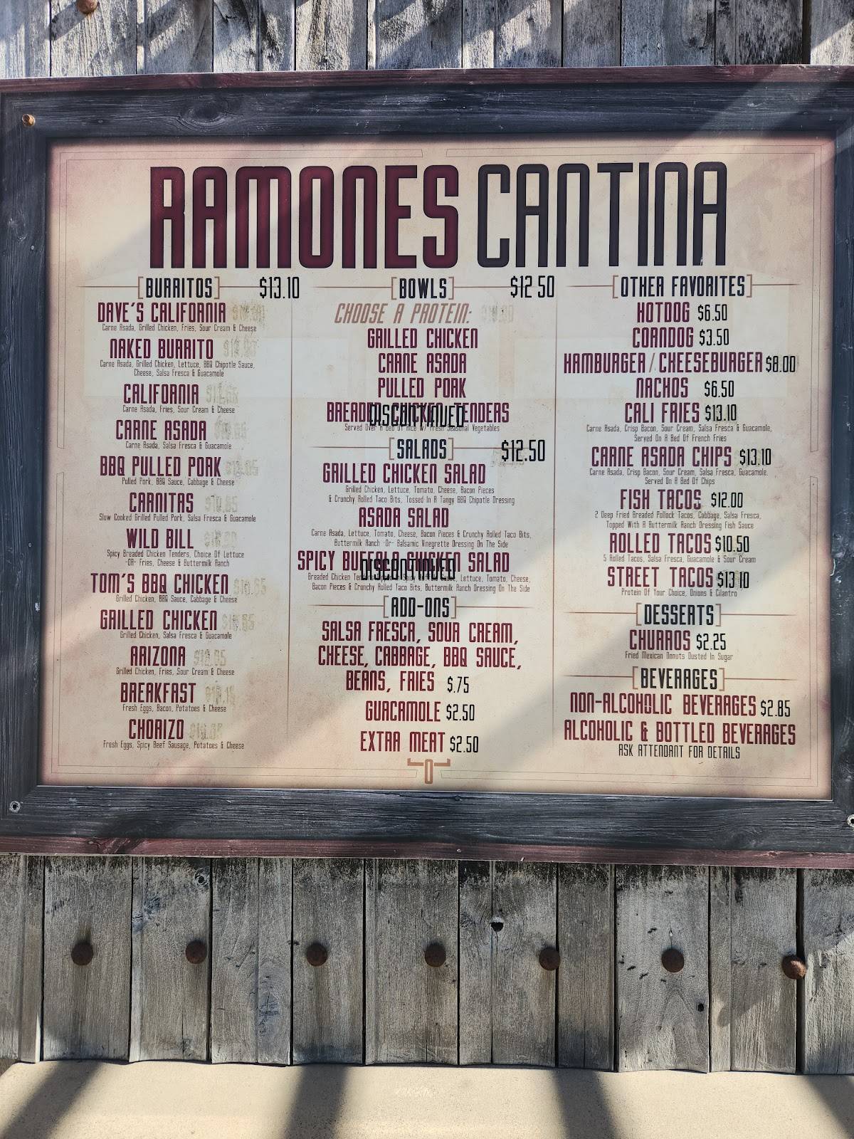 Menu at Ramones Cantina restaurant, Oceanside, Building 2100