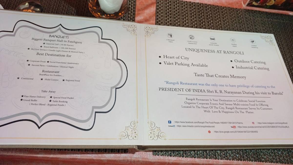 Menu at Rangoli Restaurant & Banquets, Vadodara, Rangoli Restaurant and ...