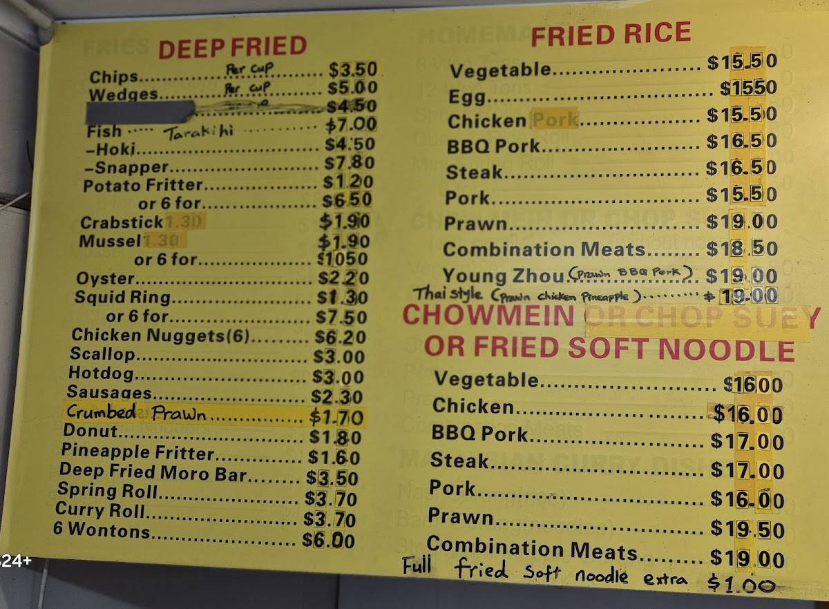 Menu at Ranui Chinese Takeaway fast food, Auckland, 439 Swanson Rd