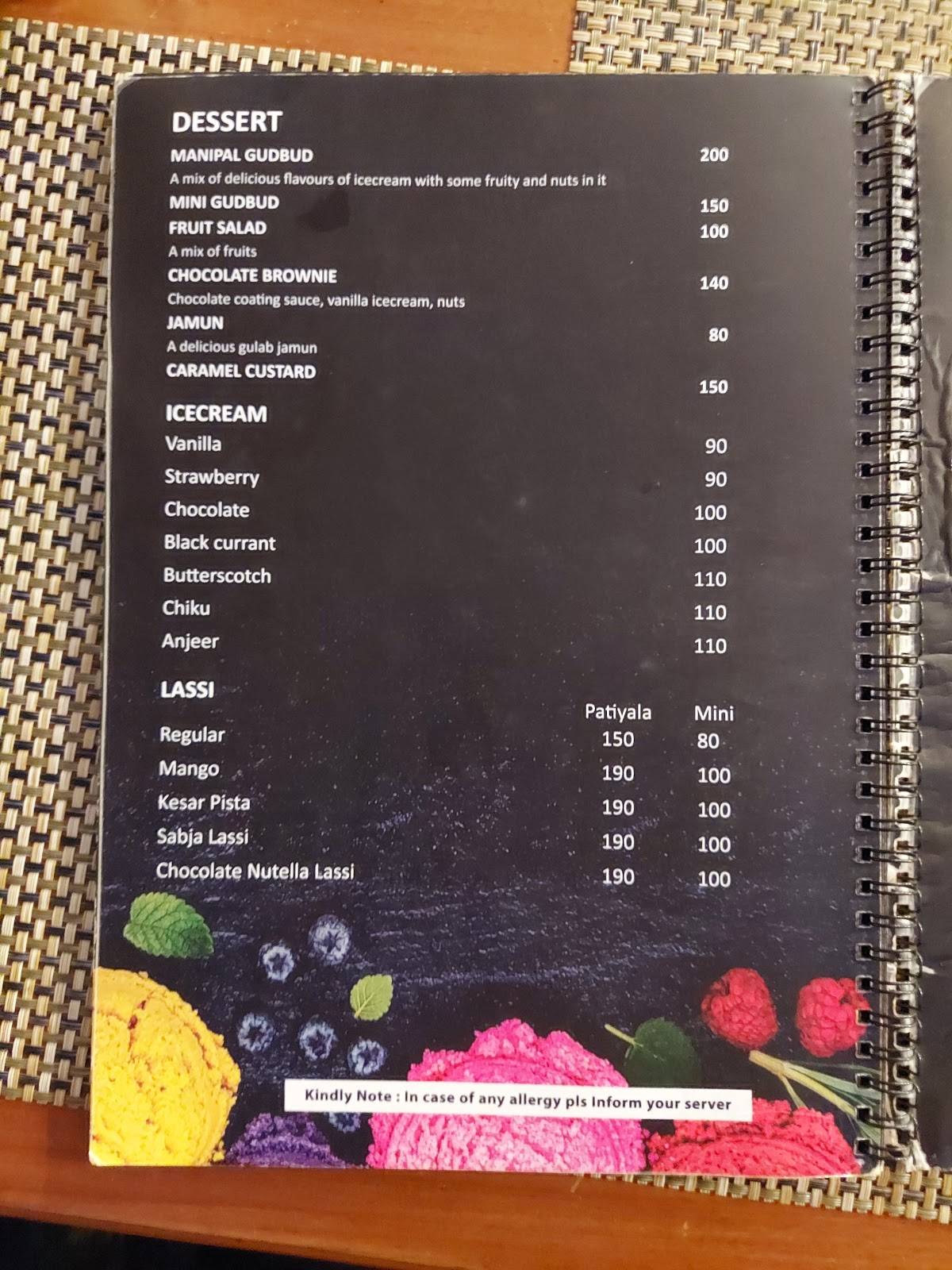 Menu at The Tawa Punjab - Manipal, Manipal