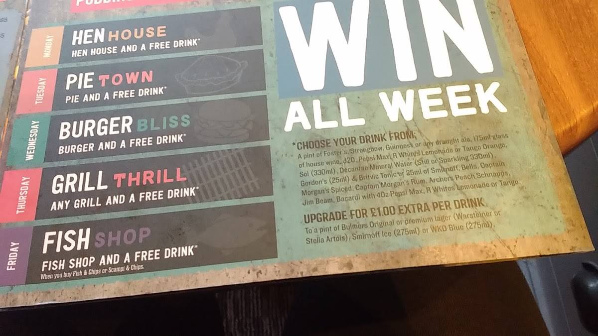 Menu at Red Hawk pub & bar, Brough