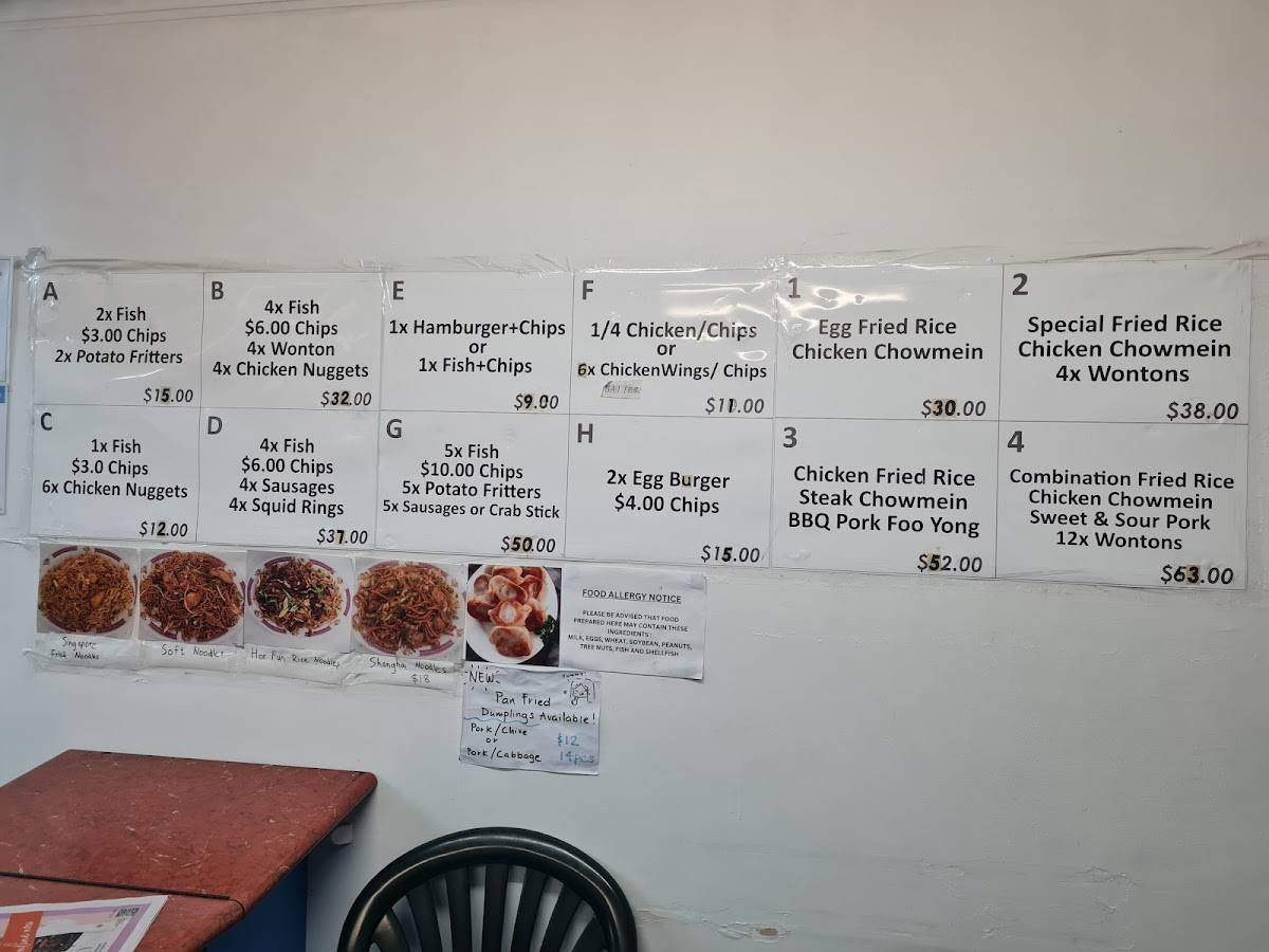 Menu at Red Sun Takeaway fast food, Auckland