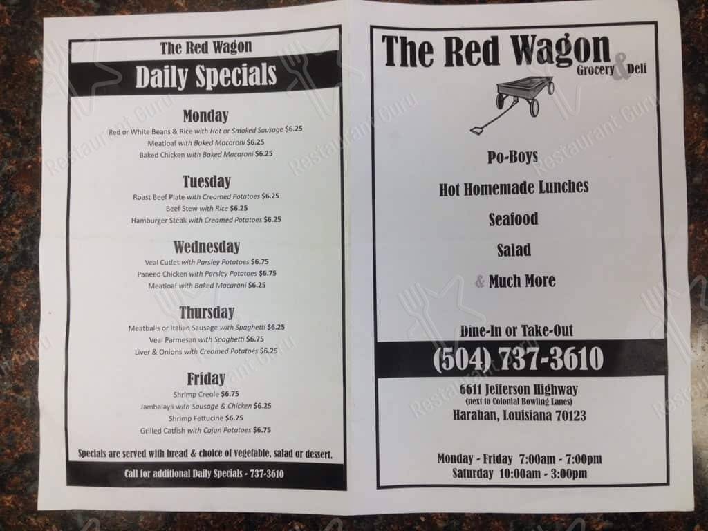 Menu at Red Wagon Poboys restaurant, Harahan