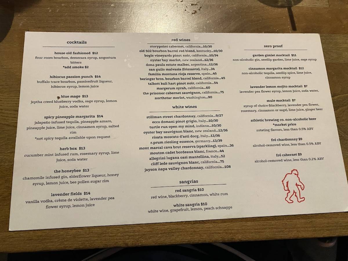 Menu at Red Yeti pub & bar, Jeffersonville