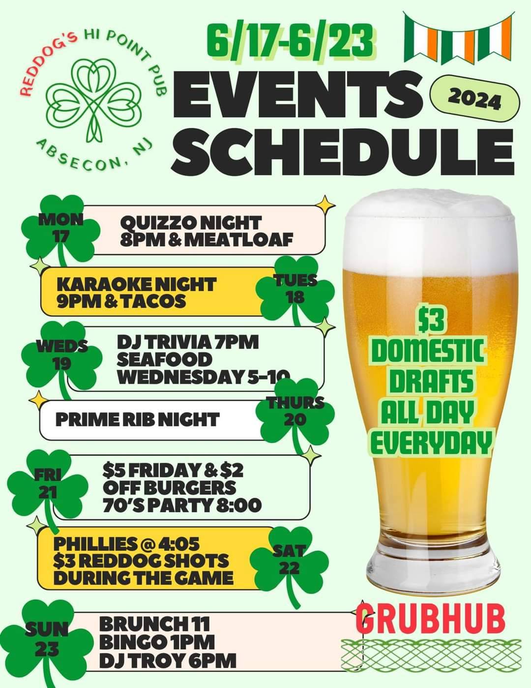 Menu at Reddog's Hi Point Pub, Absecon