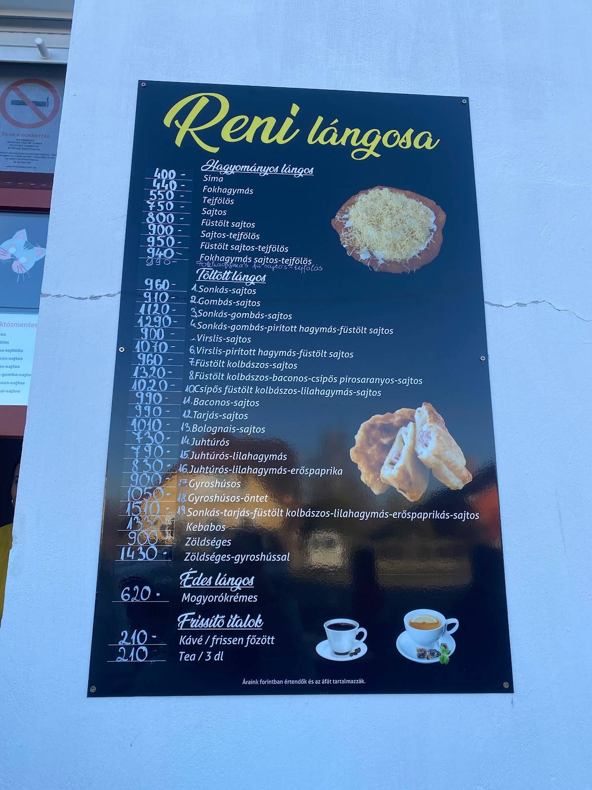 Menu at Reni lángosos Túrkeve restaurant, Túrkeve