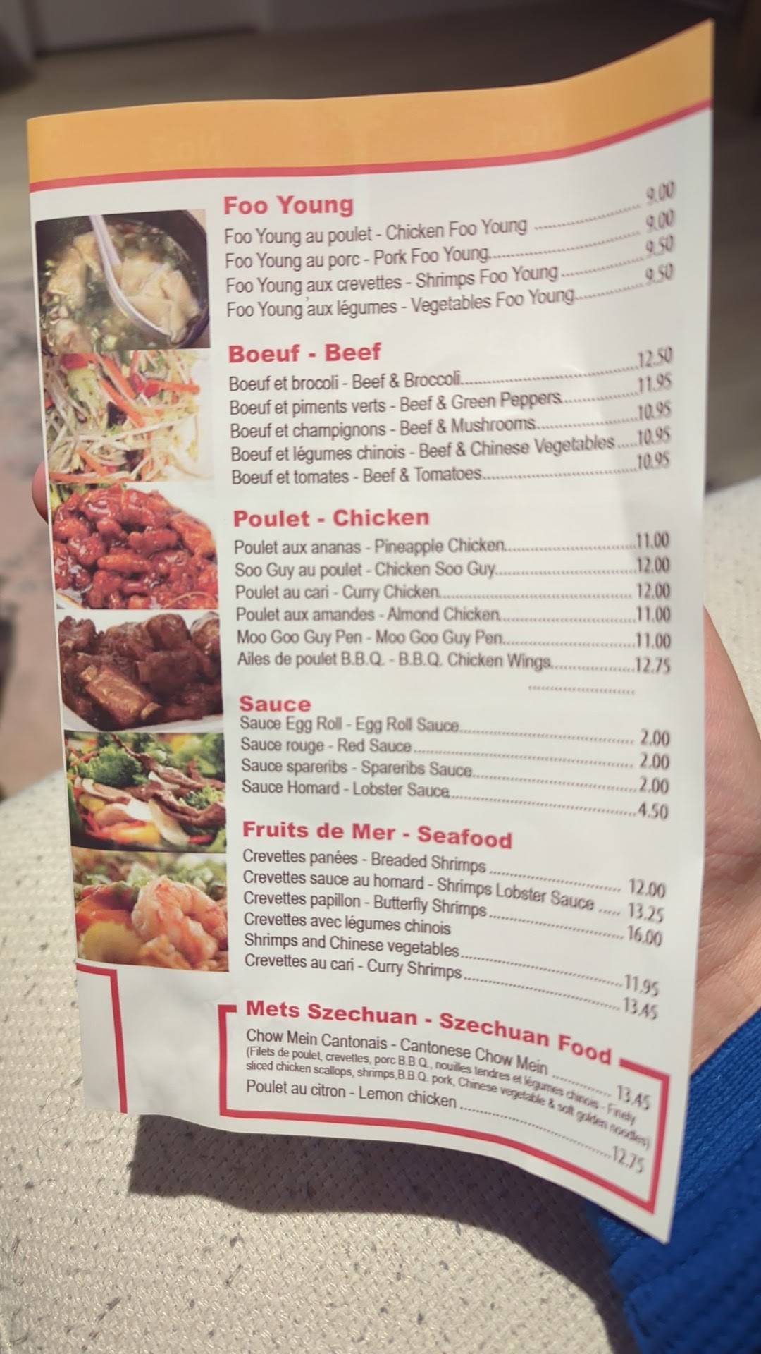 Menu au Buffet Maison Lim restaurant, Repentigny