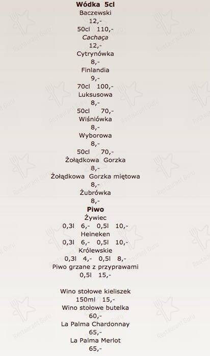 Menu at Restauracja Torwar restaurant, Warsaw