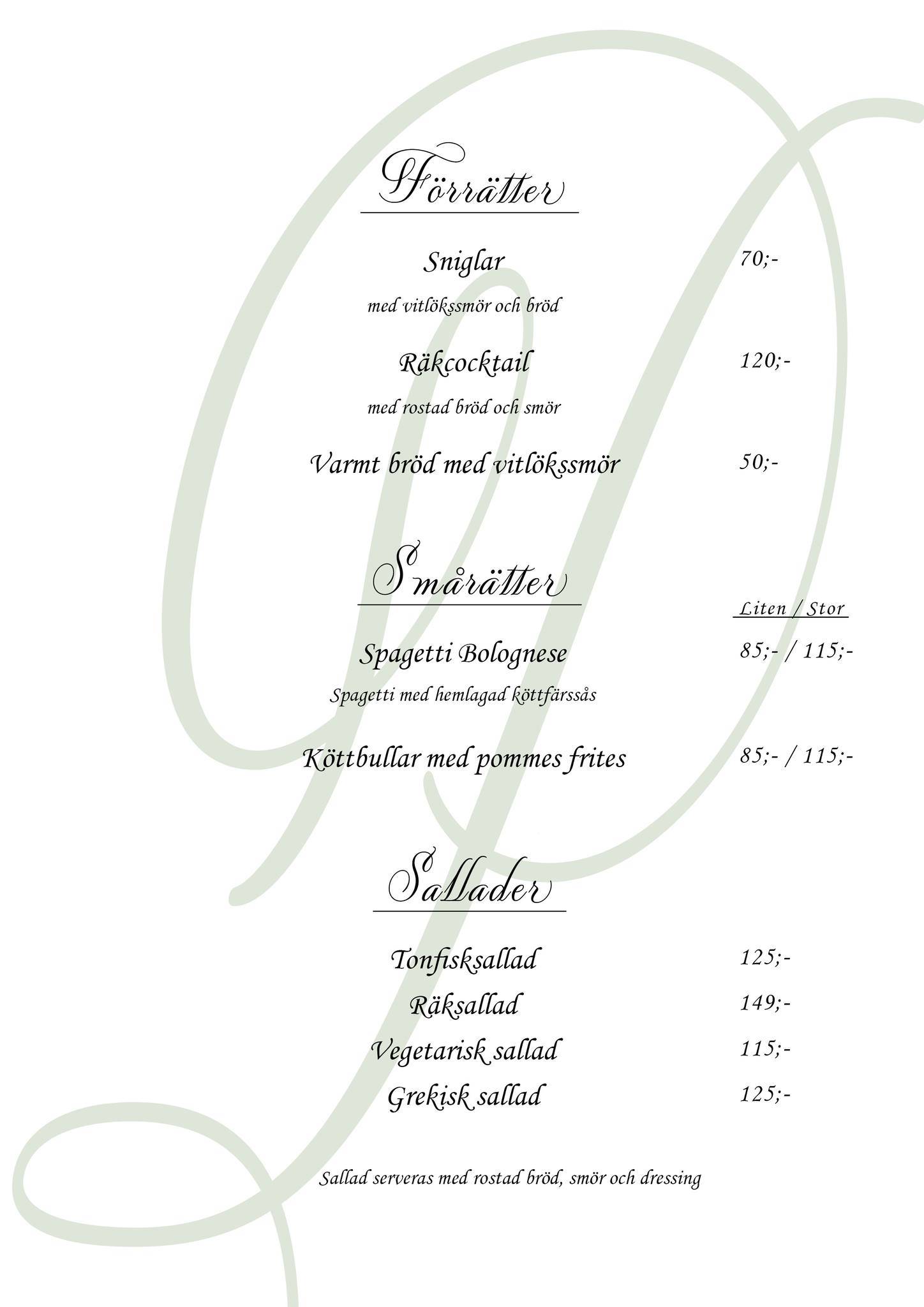Menu at Restaurang & Pizzeria Pepelino, Ängelholm