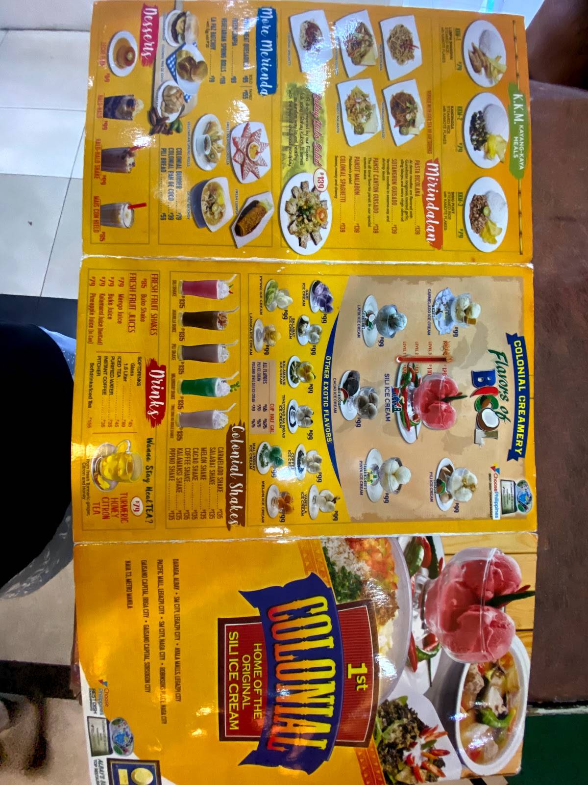 Menu at 1st Colonial Grill restaurant, Legazpi City, 4QW2+62M