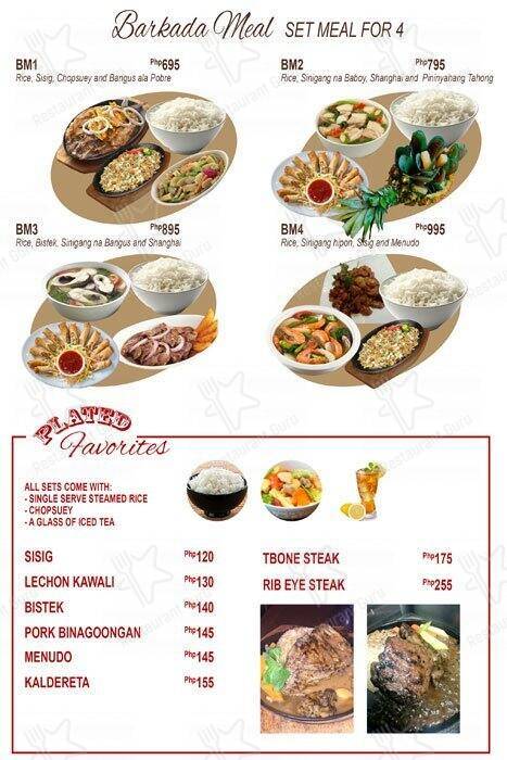 Menu at 1st Colonial restaurant, Tagaytay