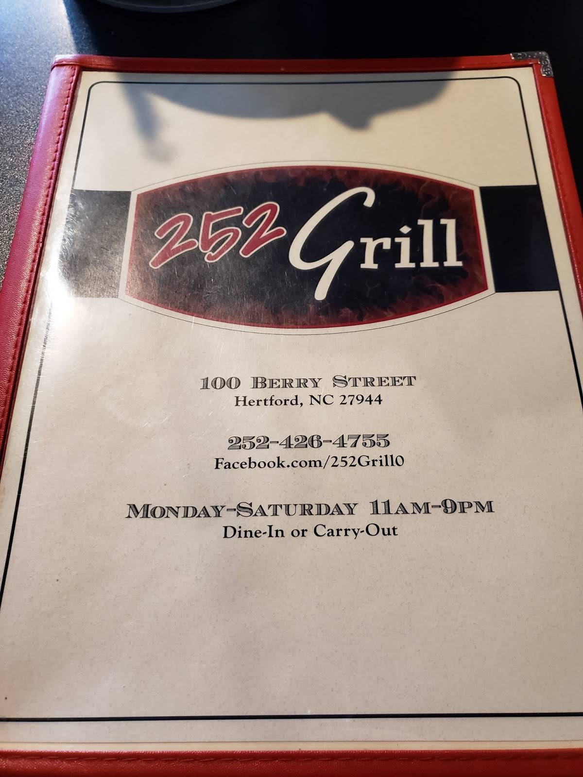 Menu at 252 Grill restaurant, Hertford
