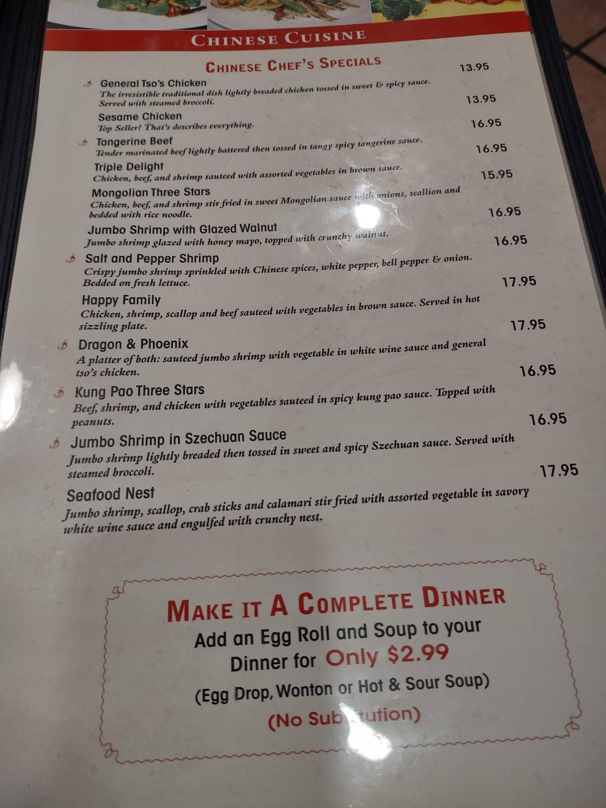 Menu at Ably Asian Cuisine restaurant, Jasper