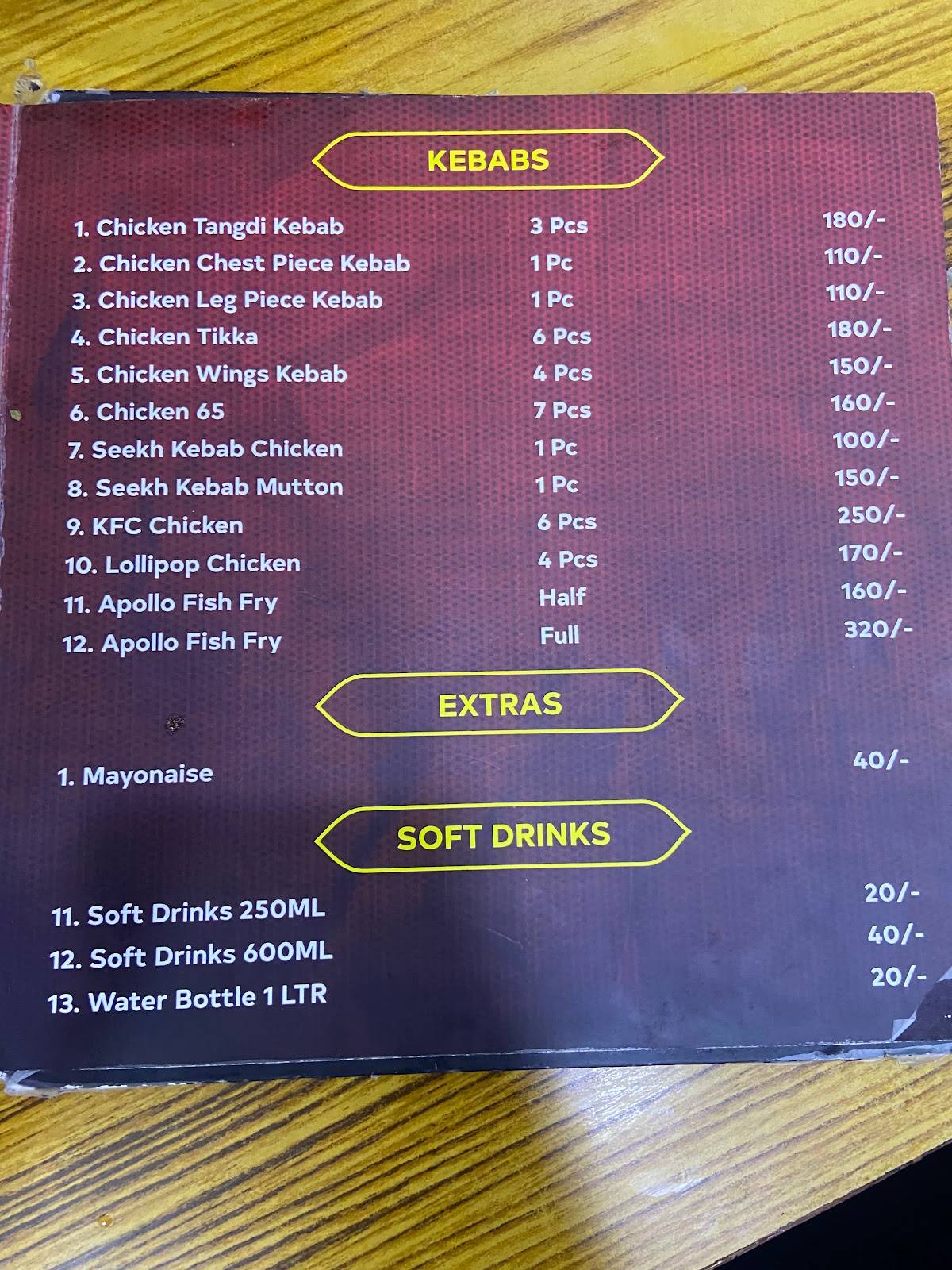 Menu at Abu Zayed Bait Al Mandi, Hyderabad, 1st floor