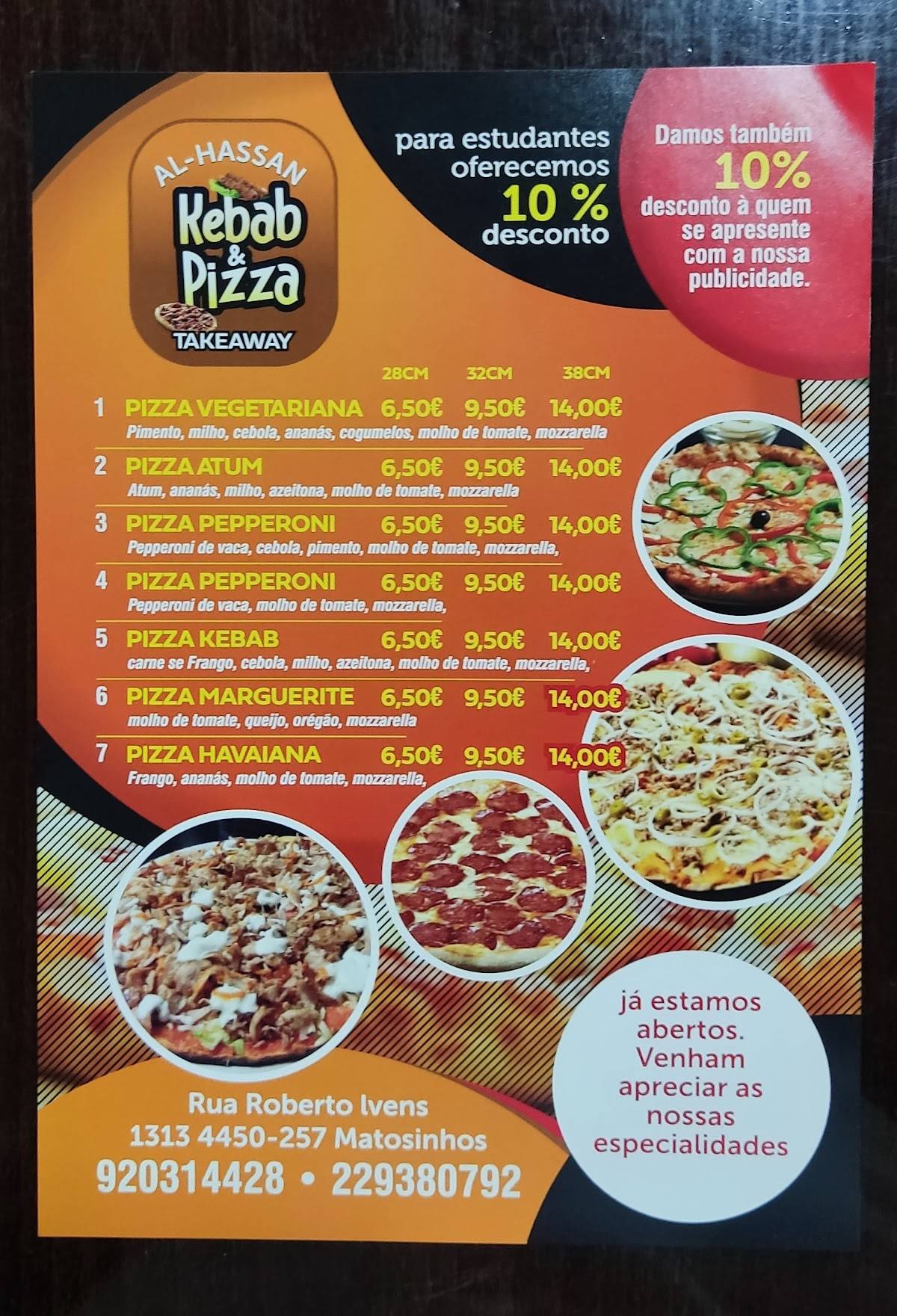 Carta del restaurante Al Hassan kebab & pizza, Matosinhos