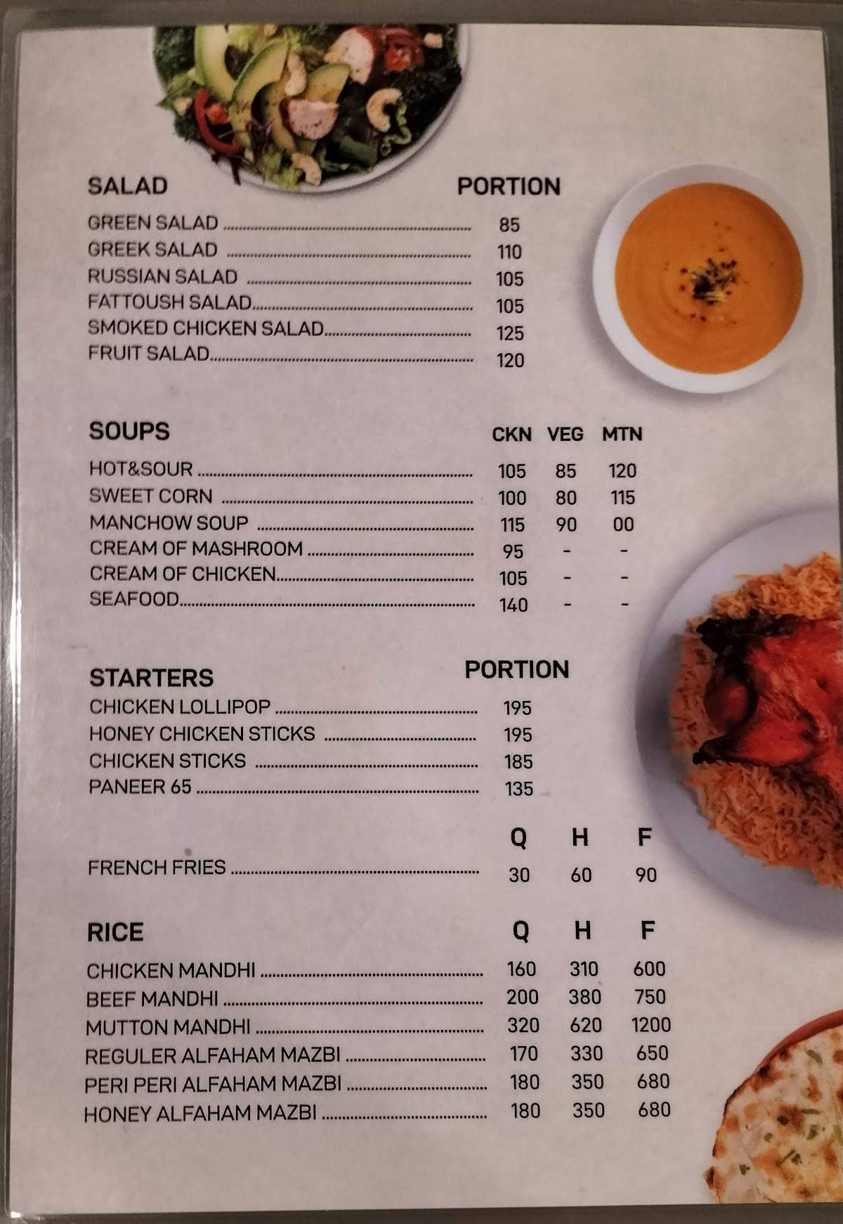 Menu at Al Nujum Restaurant, Chemmad