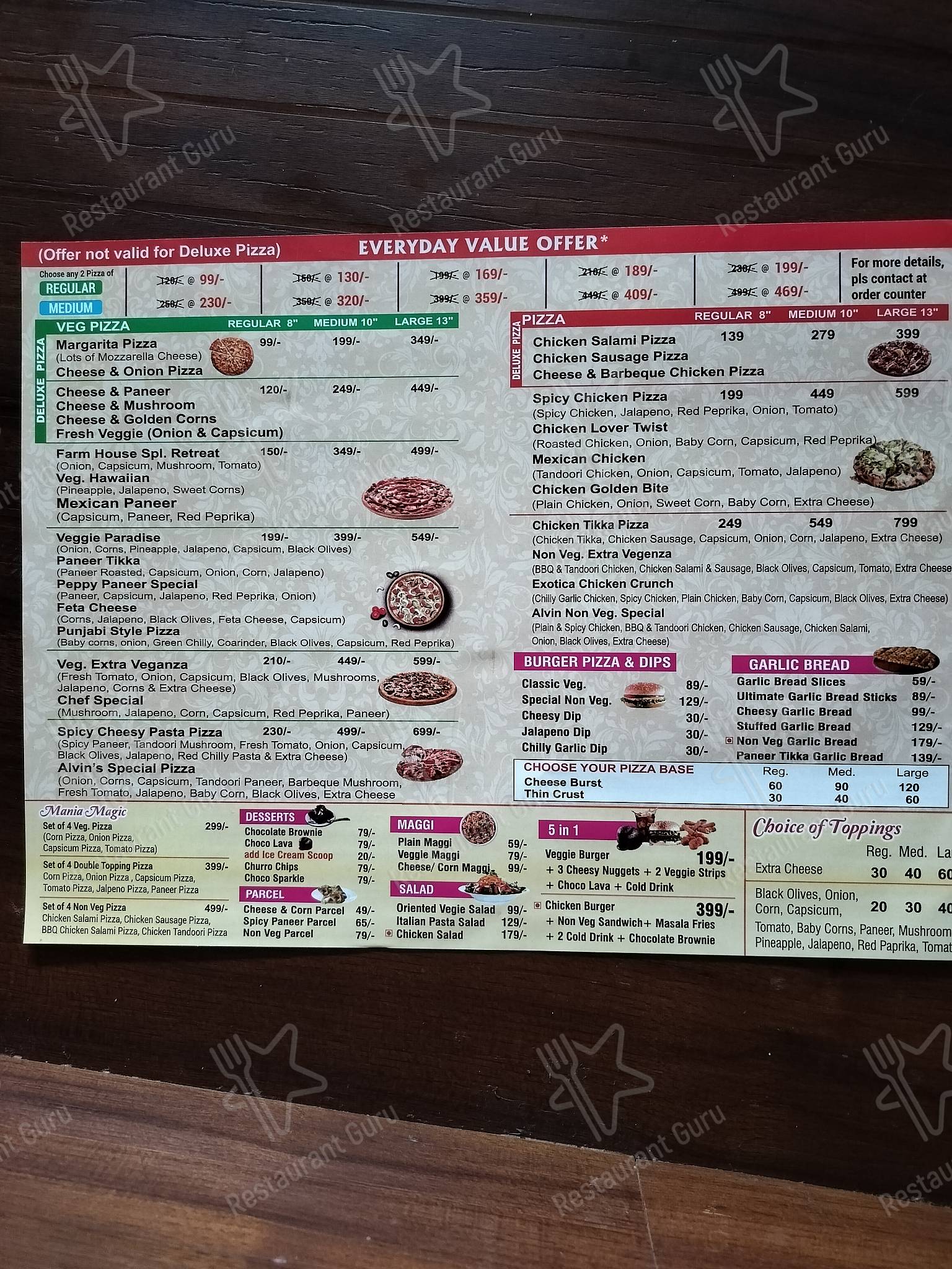 Menu at Alvin Pizza Surankote, India