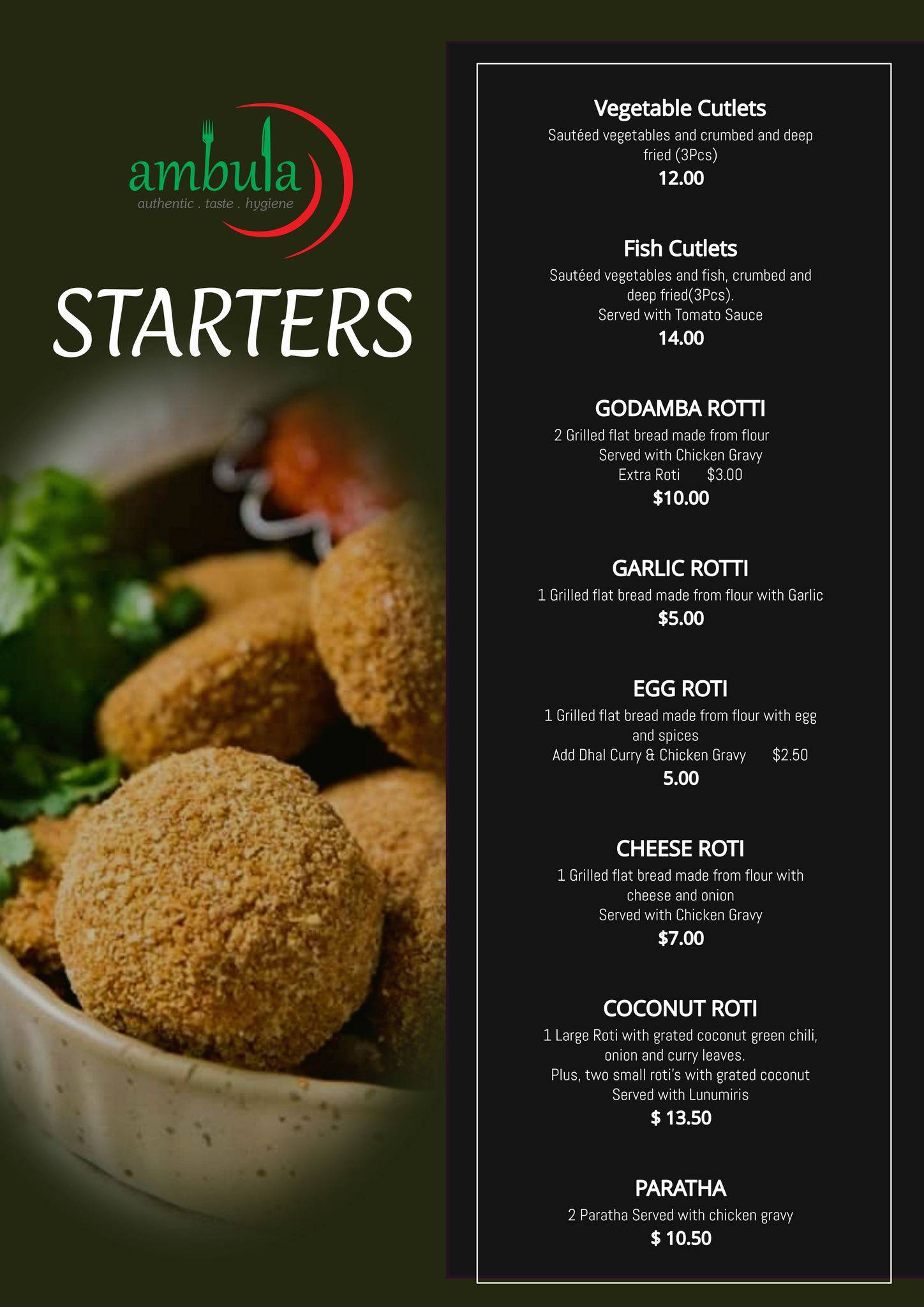Menu at Ambula - Authentic Sri Lankan Cuisine restaurant, Auckland, 48 ...