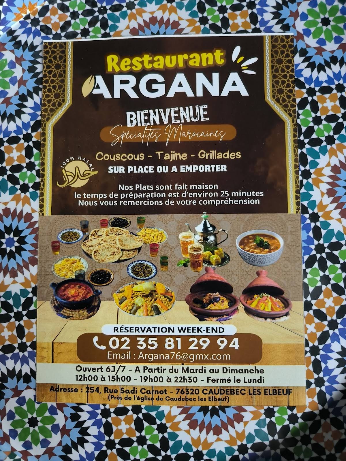 Menu au Restaurant Argana, Caudebec-lès-Elbeuf