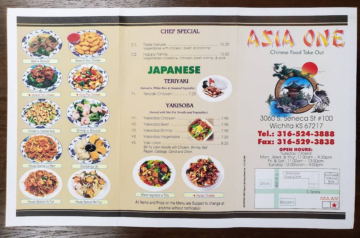 Menu at Asia One restaurant, Wichita, S Seneca St suite 100
