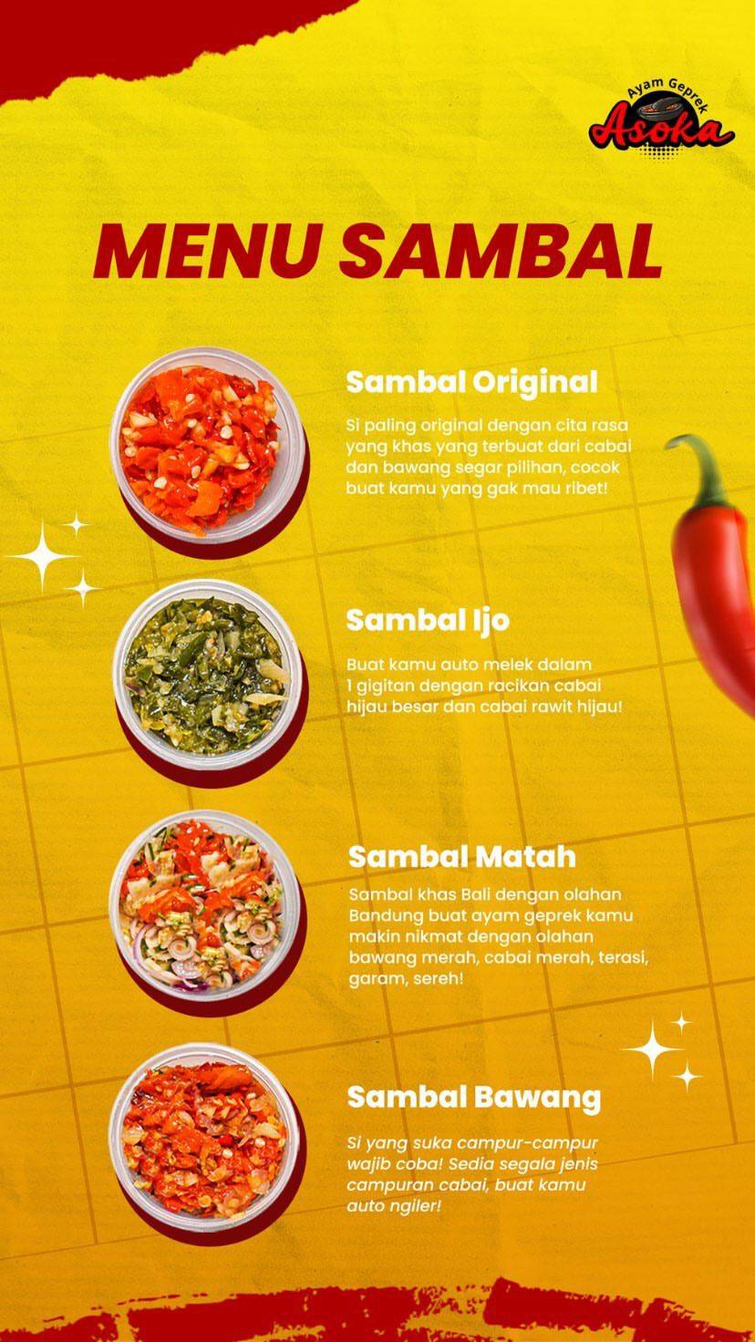 Carta del restaurante Ayam Geprek Asoka, Sarijadi, Bandung