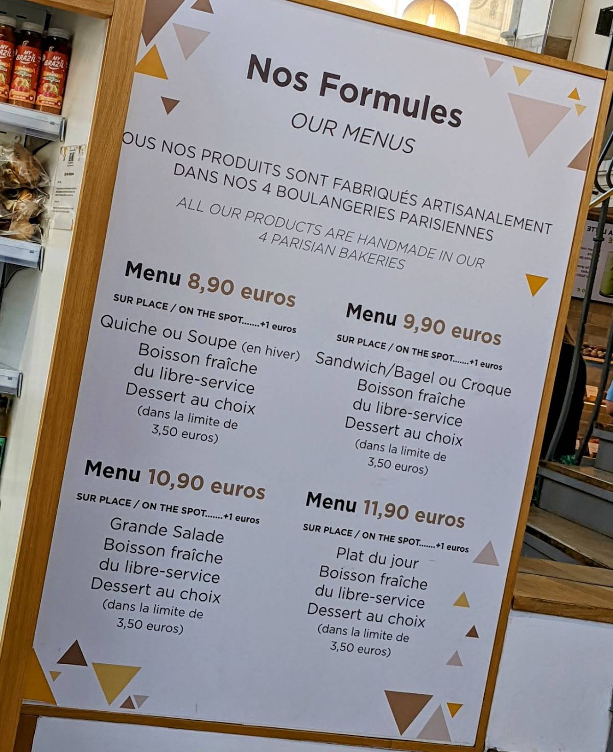 Menu au Boulangerie BO&MIE Louvre-Rivoli, Paris