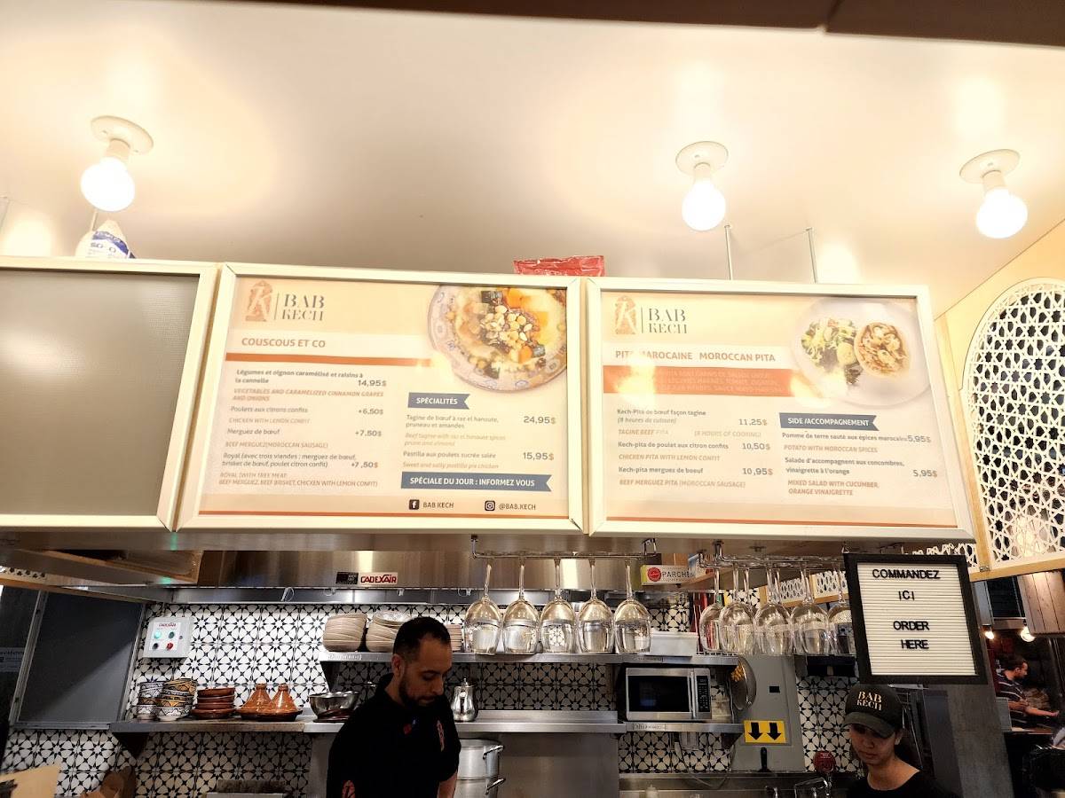 Menu at Bab Kech restaurant, Montréal