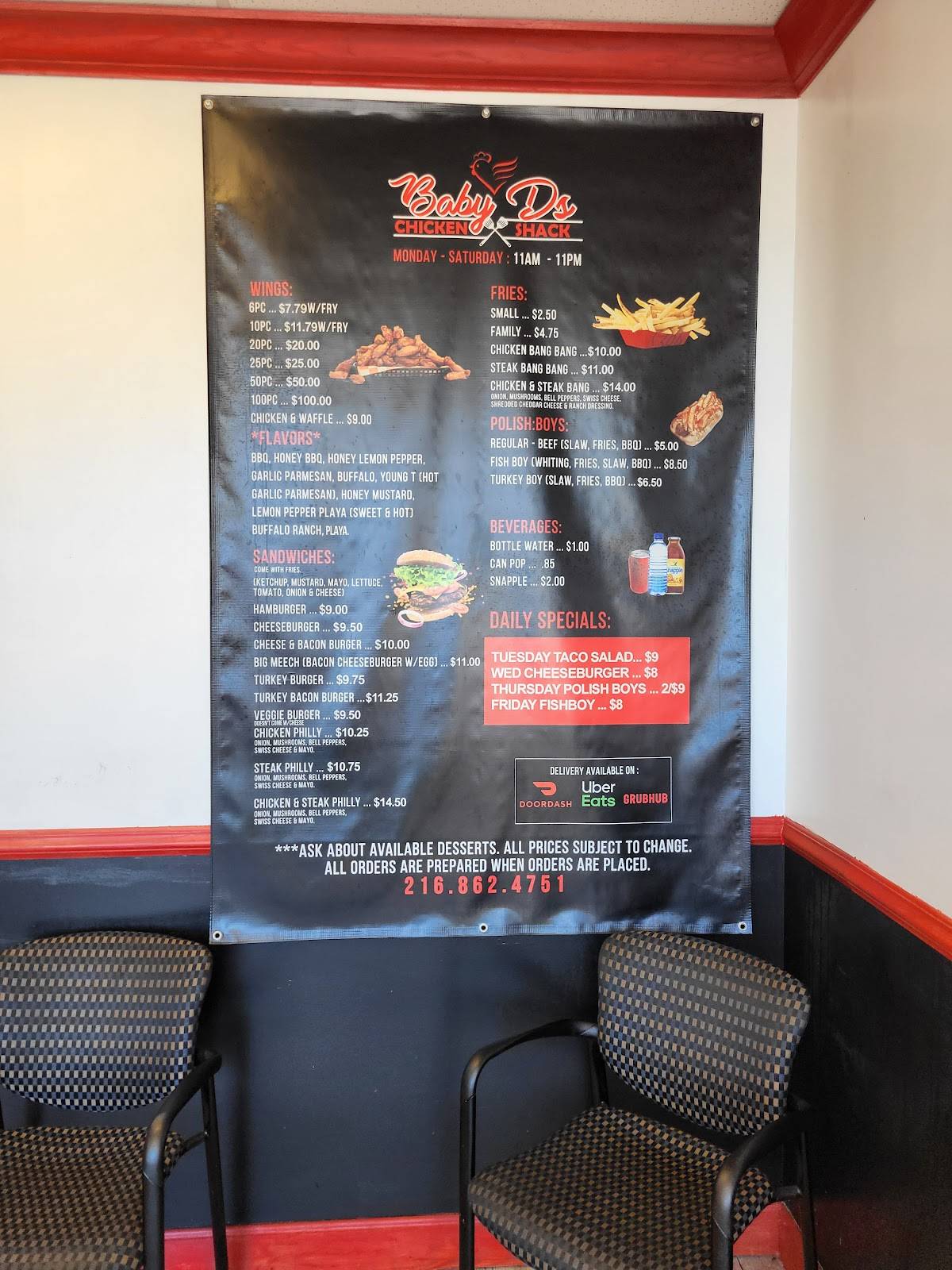 Menu at Baby D’s Chicken Shack restaurant, Euclid