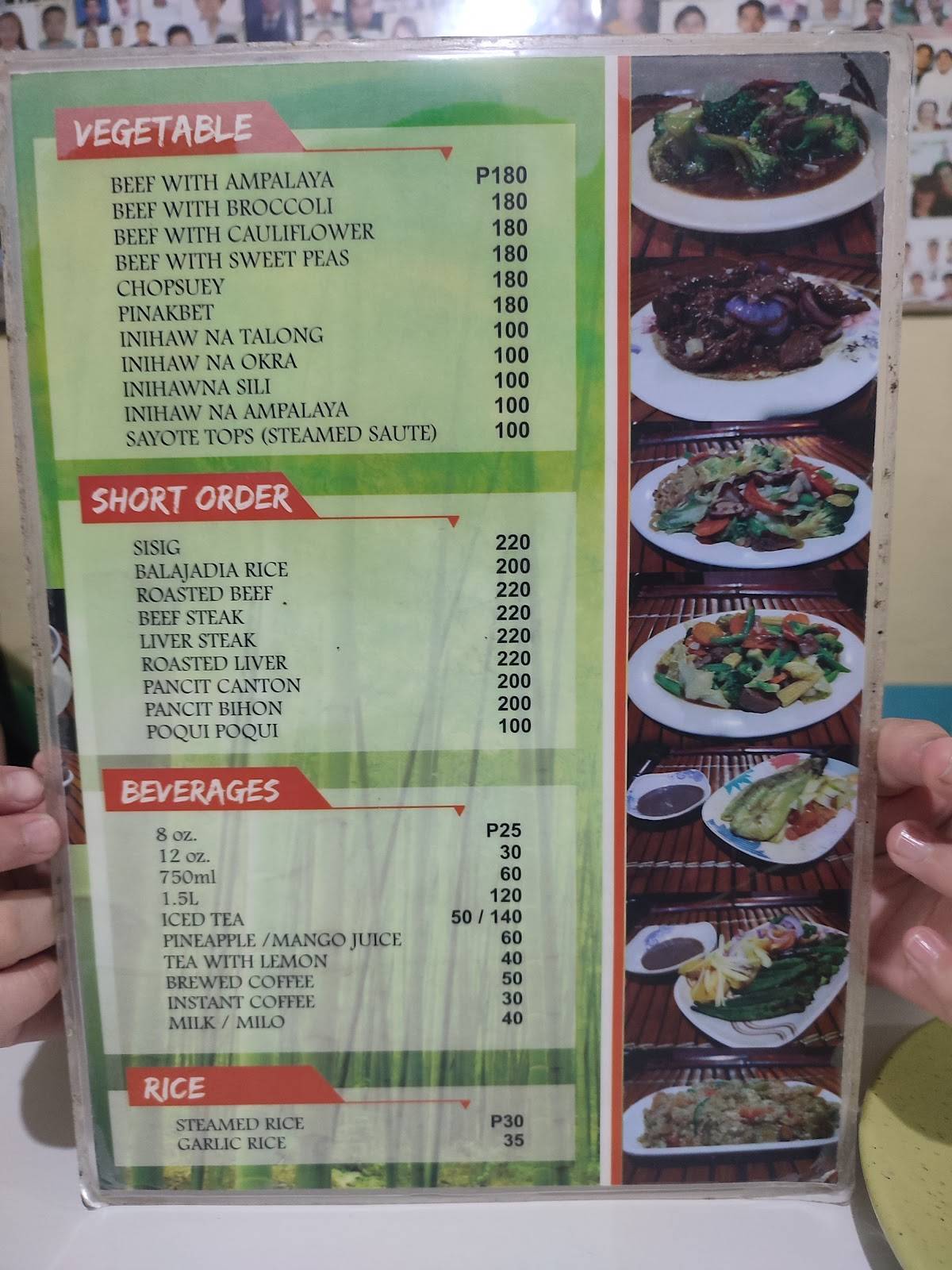 Menu at Balajadia Kitchenette restaurant, Baguio