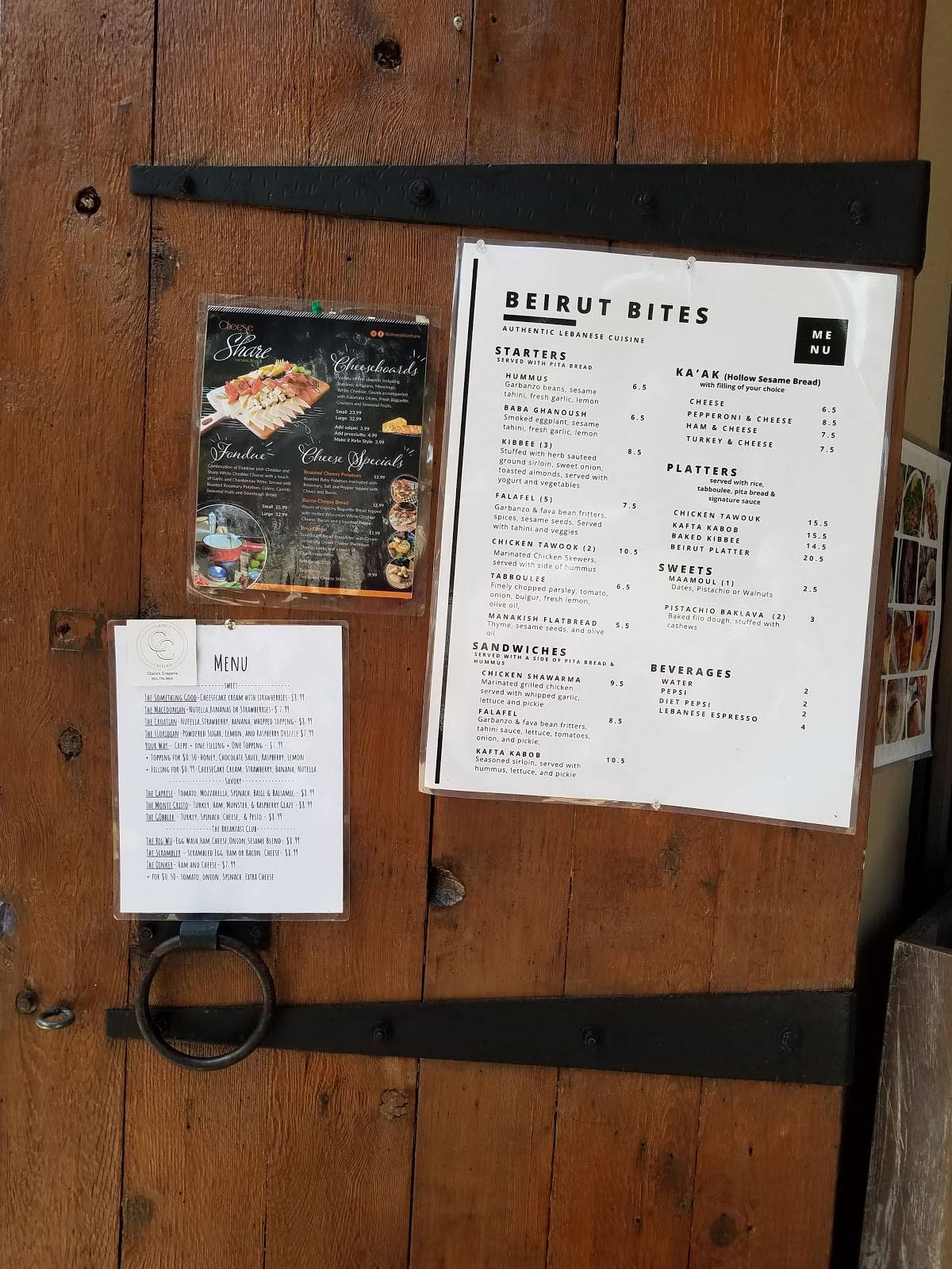 Menu at Beirut Bites restaurant, Mount Dora