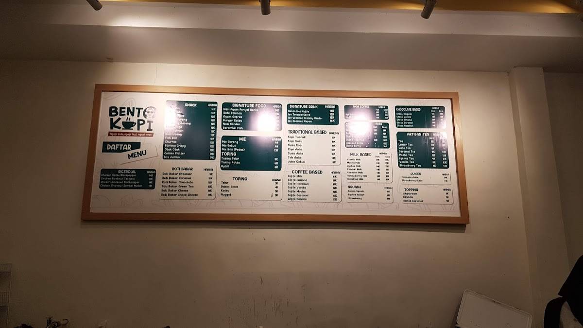 Menu at Bento Kopi Purwokerto, Purwokerto