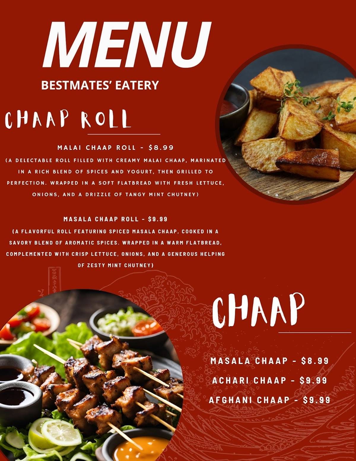 Menu au Bestmates Eatery restaurant, Windsor