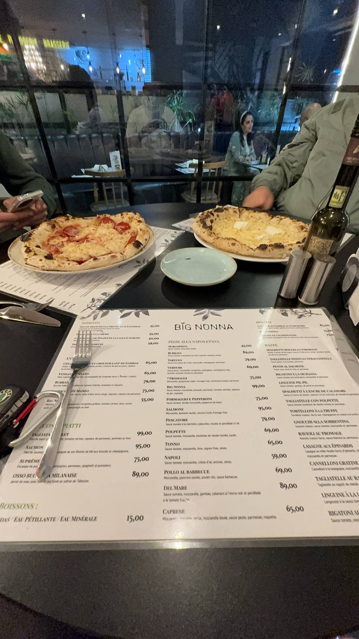 Menu au Big Nonna restaurant, Casablanca