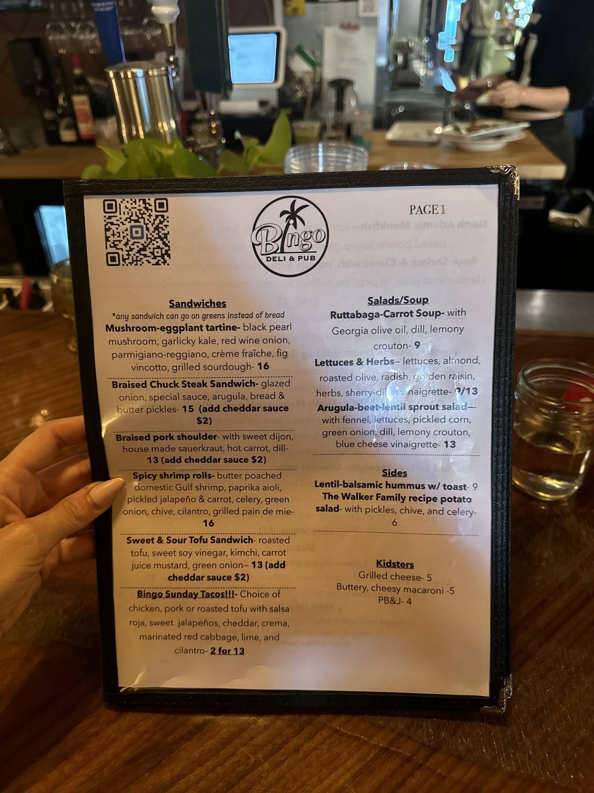 Menu at Bingo Deli & Pub, Gainesville