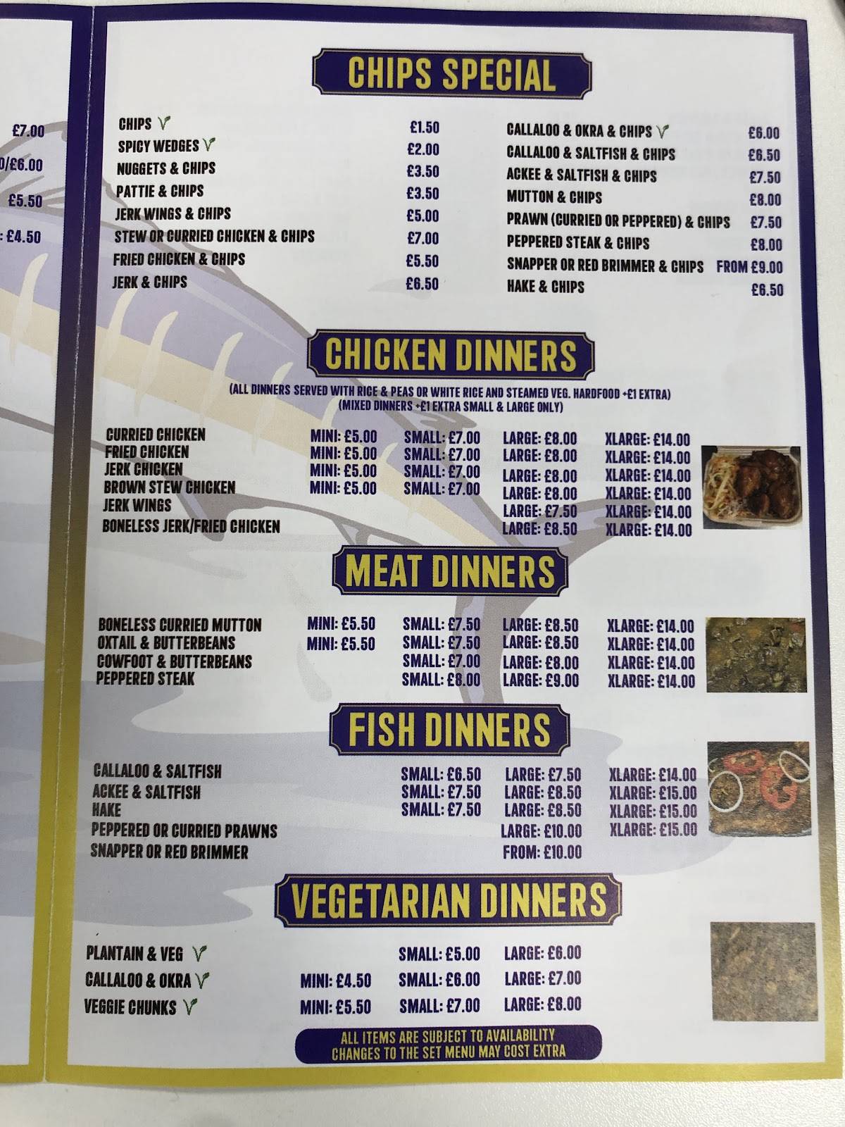 Menu at Blue Marlin restaurant, Birmingham