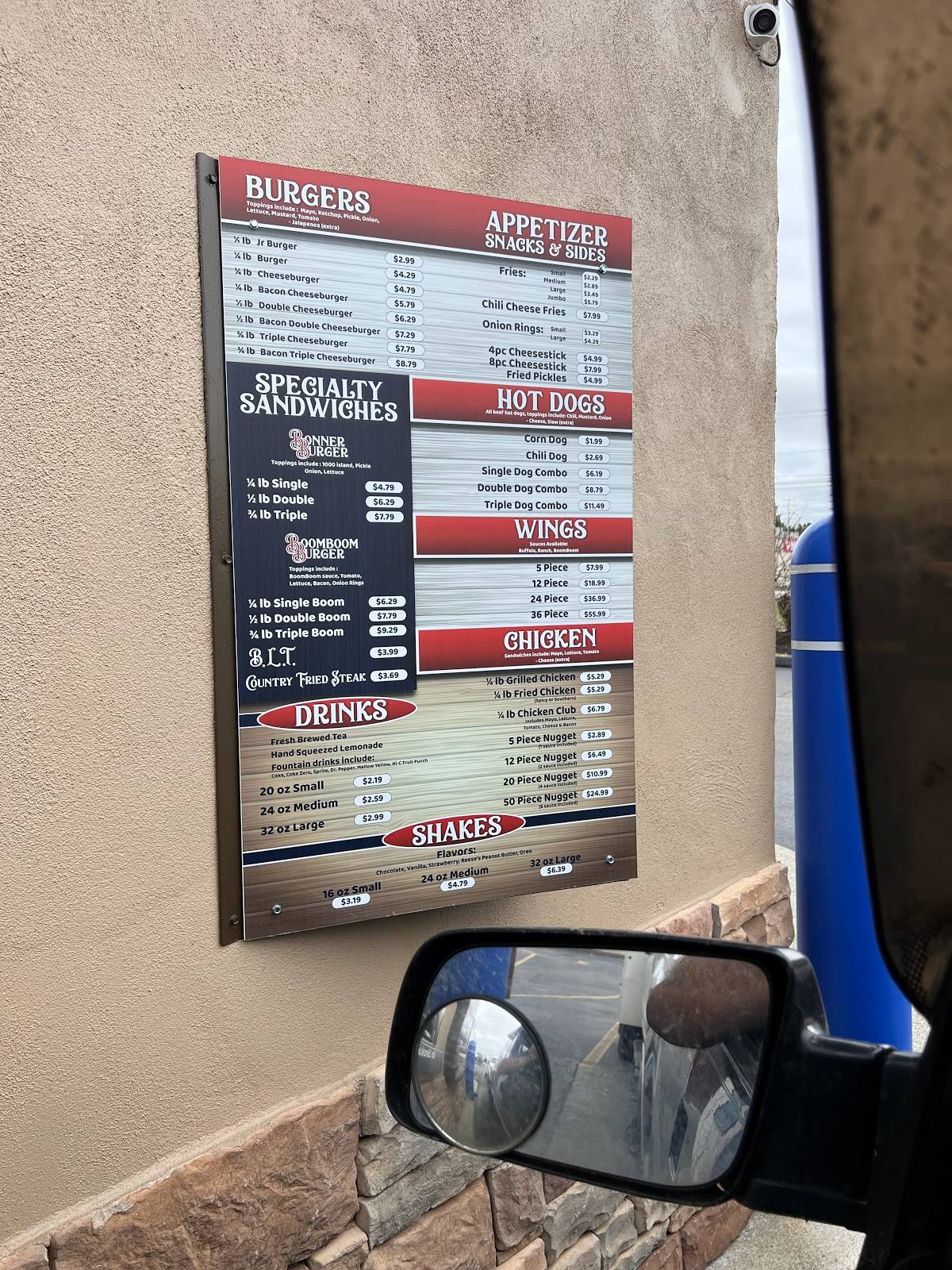 Menu at Bonner Burger restaurant, Maryville