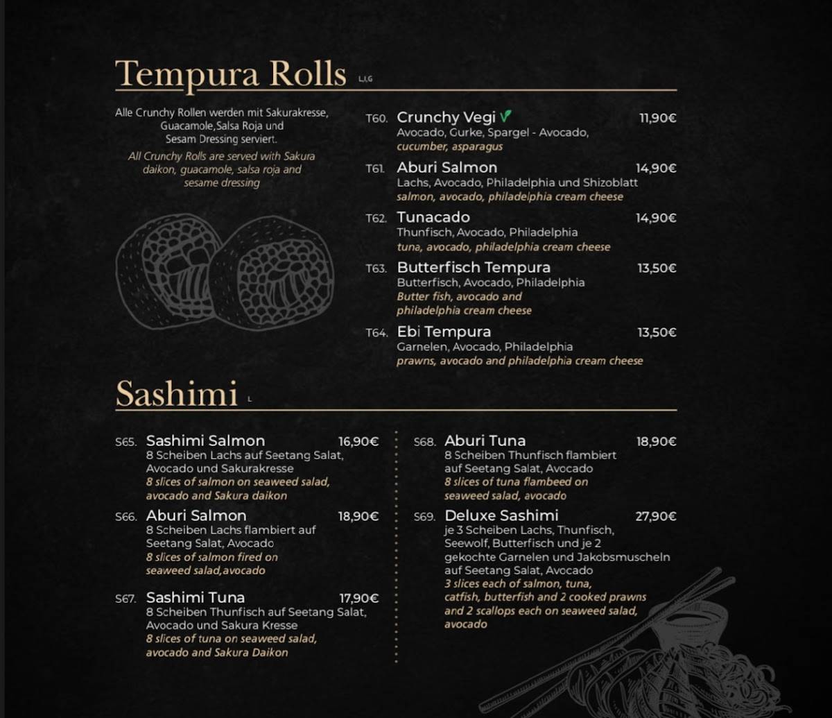 Speisekarte von Buddha Lounge restaurant, Kiel