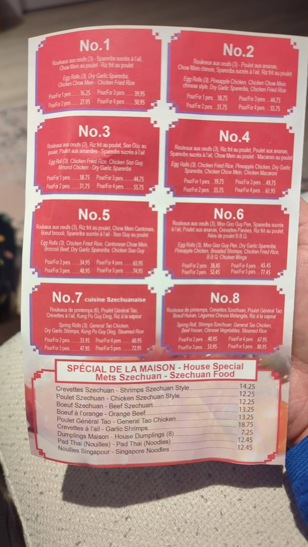 Menu au Buffet Maison Lim restaurant, Repentigny