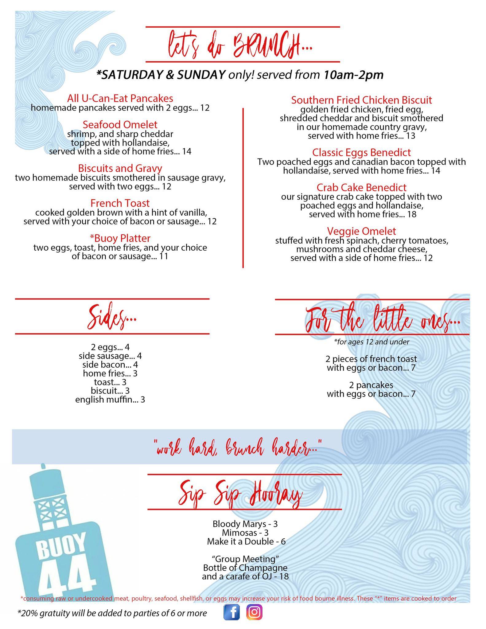 Menu at Buoy 44 Seafood Grill restaurant, Virginia Beach