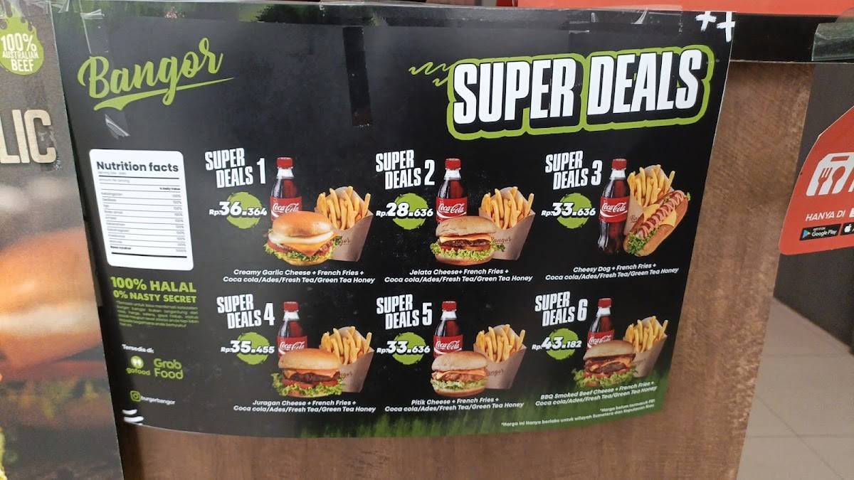 Menu at Burger Bangor Pasir Putih restaurant, Batam